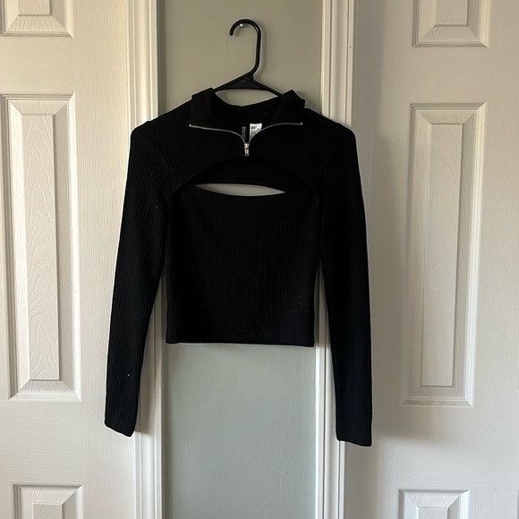 H&M | Tops | Hm Half Zip Cut Out Long Sleeve | Poshmark
